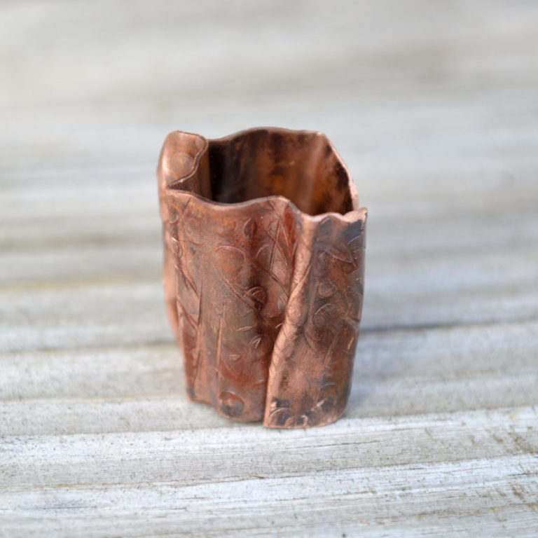 Artisan Hand Forged Copper Band Ring Hammered Metal Unique Womens ...
