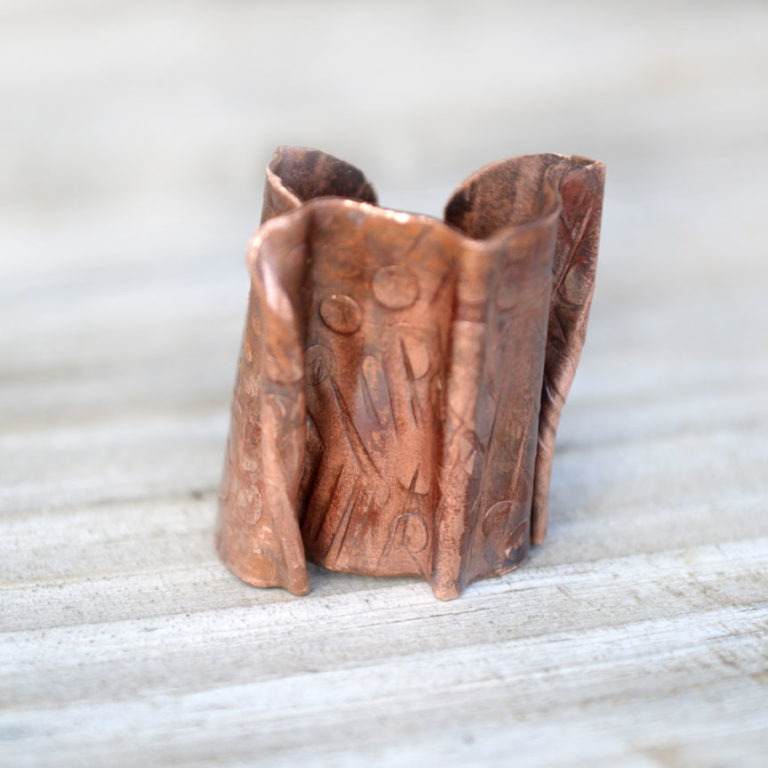 Artisan Hand Forged Copper Band Ring Hammered Metal Unique Womens ...