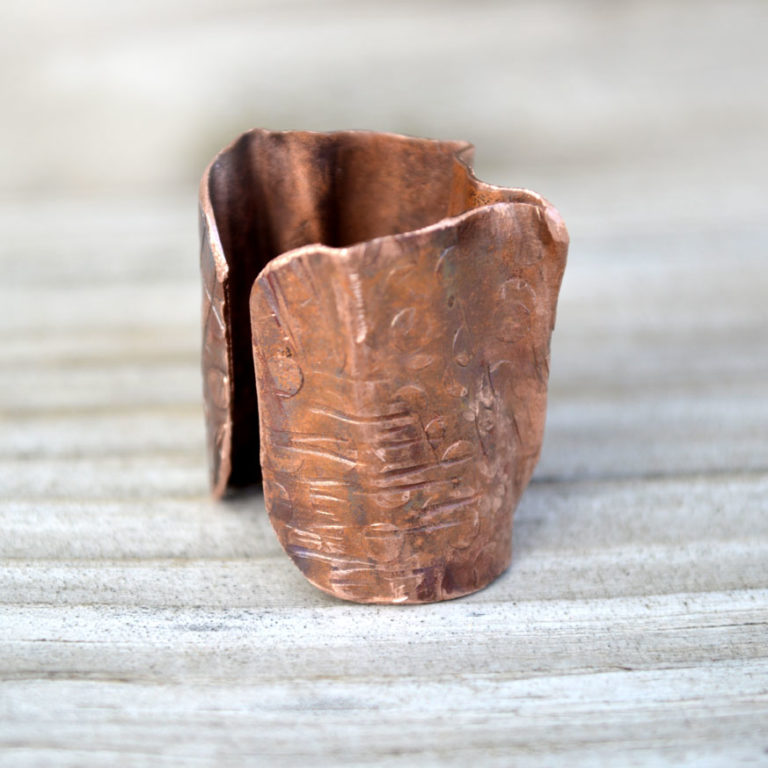 Artisan Hand Forged Copper Band Ring Hammered Metal Unique Womens ...