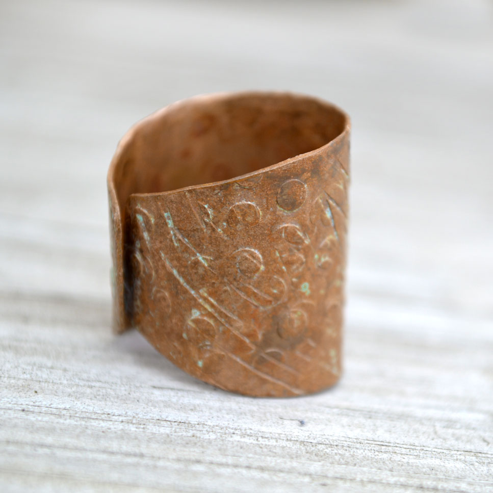 Artisan Jewelry Minimalist Copper Wrap Band Ring Verdigris Patina ...