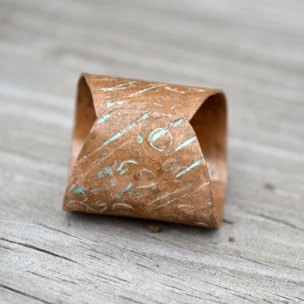 Artisan Jewelry Minimalist Copper Wrap Band Ring Verdigris Patina ...