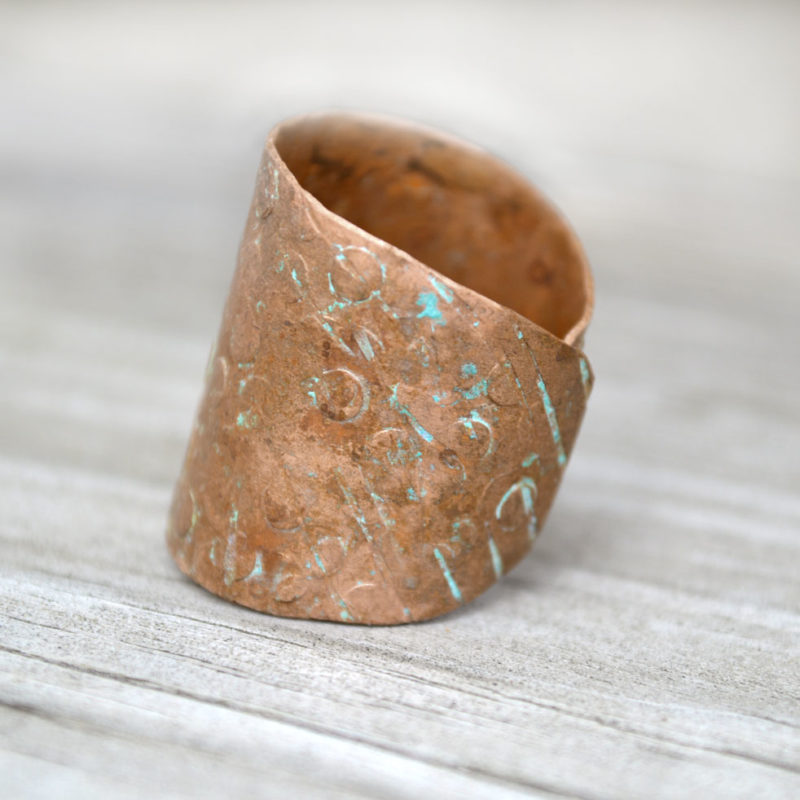 Artisan Jewelry Minimalist Copper Wrap Band Ring Verdigris Patina ...
